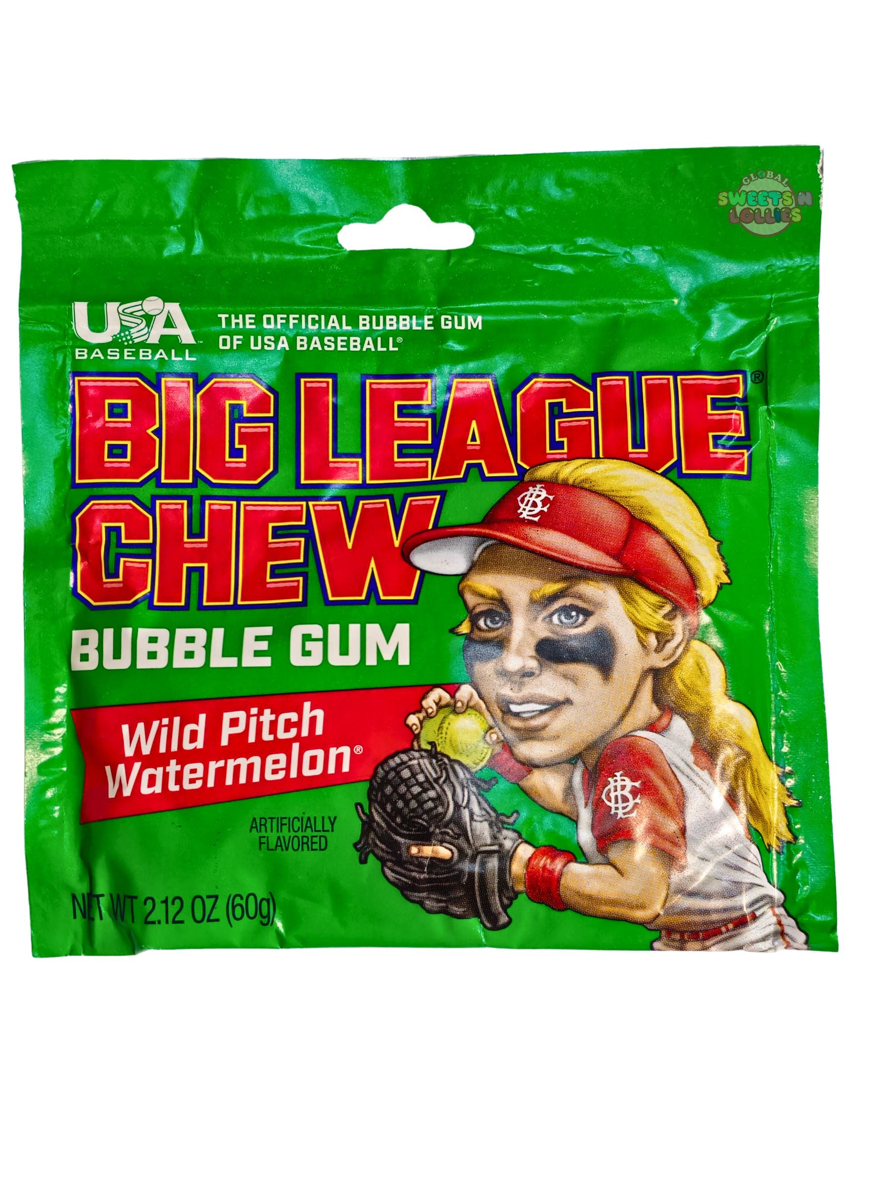 Big League Watermelon Bubble Gum 60g – Global Sweets & Lollies