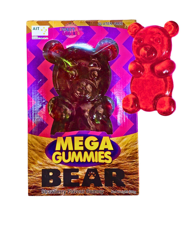 Mega Gummies Bear Strawberry 600g – Global Sweets & Lollies
