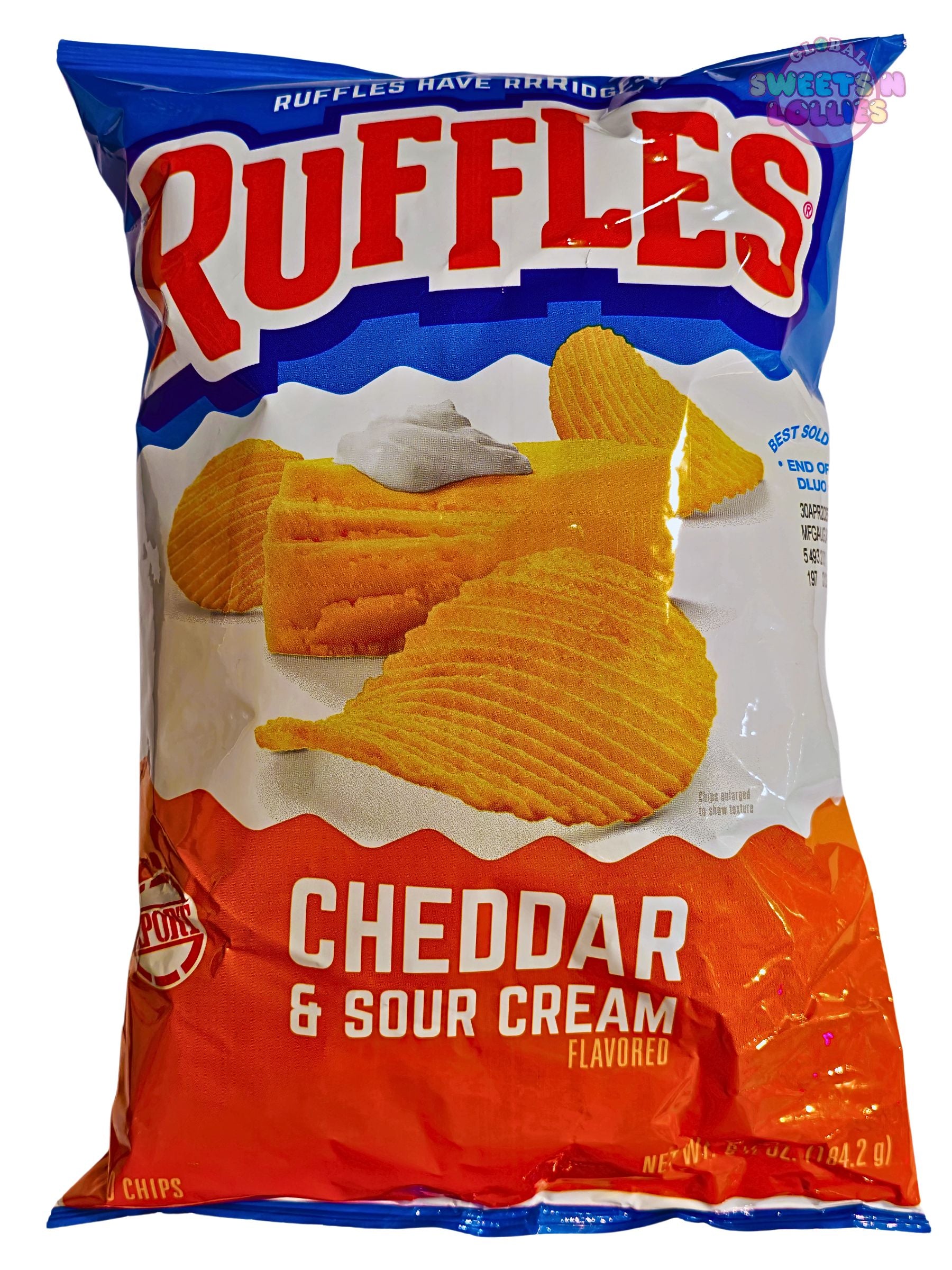Ruffles Cheddar & Sour Cream Chips 184.2gm – Global Sweets & Lollies