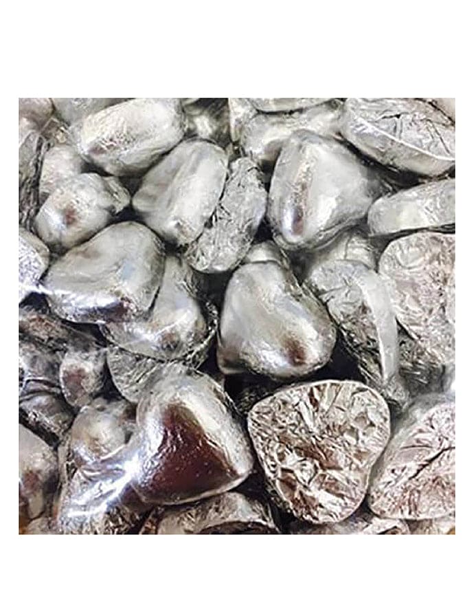 Silver Chocolate Hearts 77g – Global Sweets & Lollies