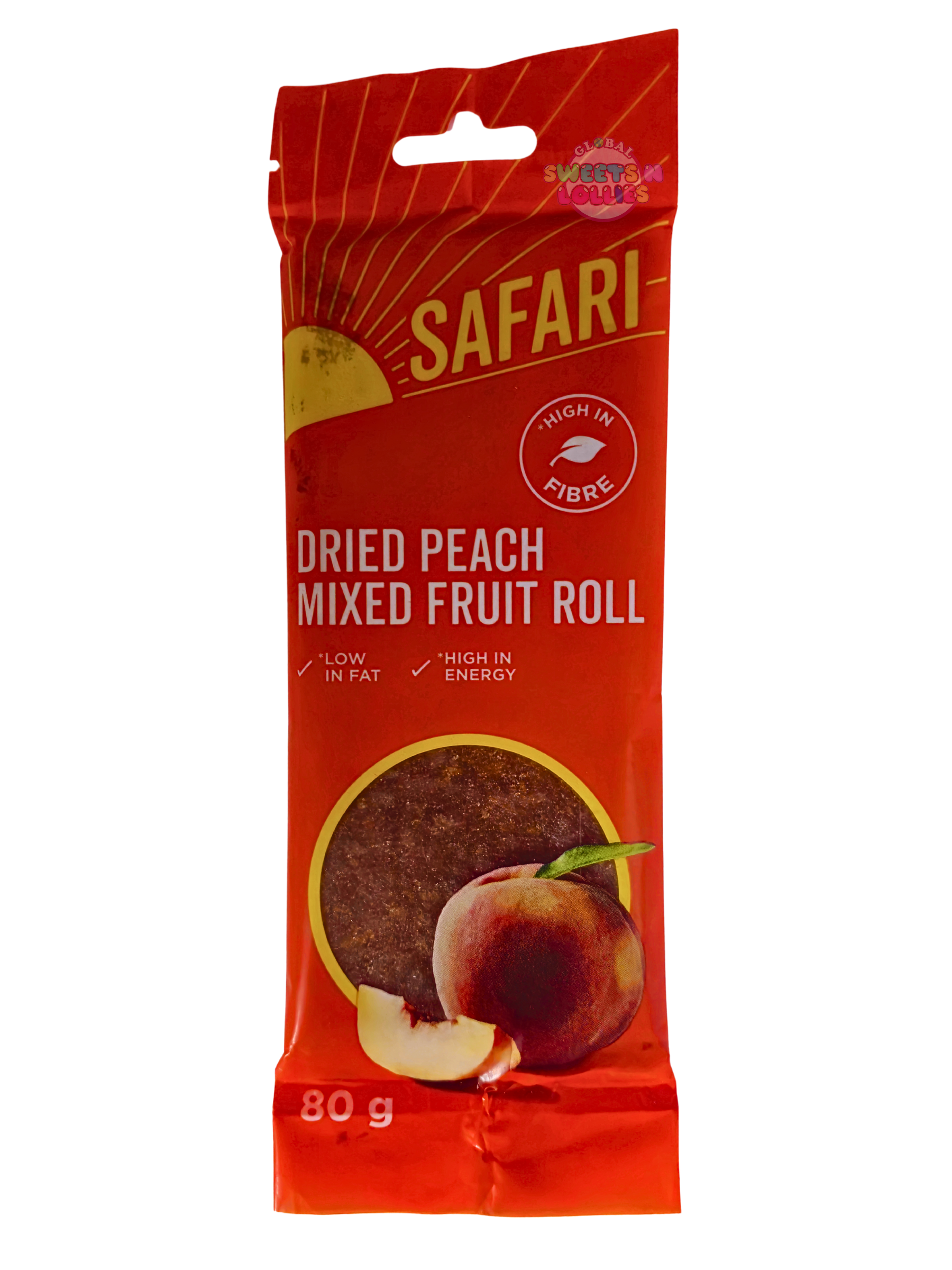 Safari Dried Peach Mixed Fruit Roll 80g – Global Sweets & Lollies