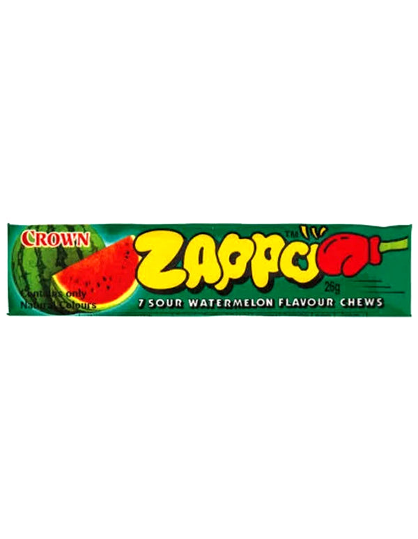 Zappo Watermelon Sour Chews 26g – Global Sweets & Lollies